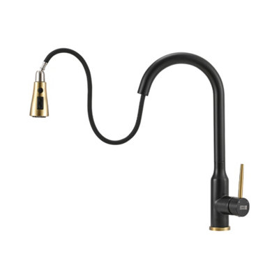 Black Stainless Steel Side Lever Kitchen Spring Neck Pull Out Kitchen ...