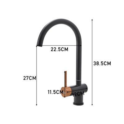 Black Stainless Steel Side Lever Kitchen Tap Mixer Tap