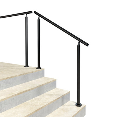 Black Stainless Steel Step Handrail Kit, Adjustable, Indoor & Outdoor ...