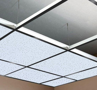 Black Suspended Ceiling Grid Kit - 10m² Black Metal Frame System 600mm ...