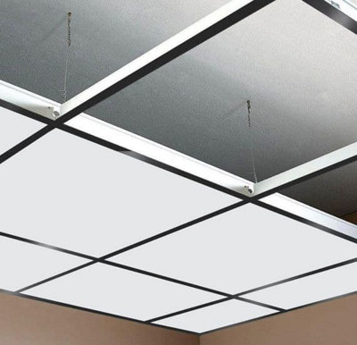 BLACK SUSPENDED CEILING GRID KIT - 10M² BLACK METAL FRAME SYSTEM 600MM ...