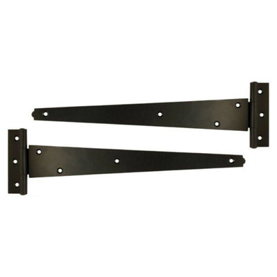 Black Tee Hinge Steel Pair 12" 300mm Medium Duty T Hinge, Pack of 2