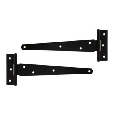 Black Tee Hinge Steel Pair 8" 200mm T Hinge, Pack of 2