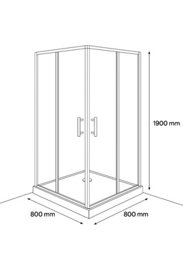 Black Tint 800mm Corner Shower Enclosure Sliding Doors Walk-In Cubicle