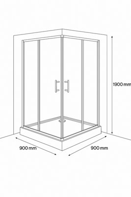 Black Tint 900mm Corner Shower Enclosure Sliding Doors Walk-In Cubicle