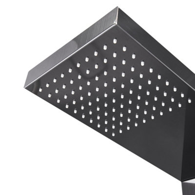 Black Titanium Thermostatic Exposed Shower Tower Panel with Handheld Shower