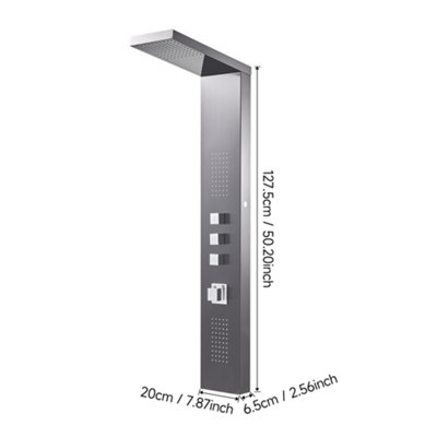 Black Titanium Thermostatic Exposed Shower Tower Panel with Handheld Shower