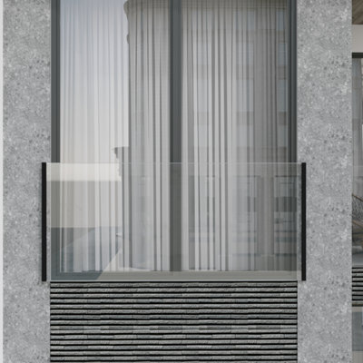 Black Toughened Laminate Glass Juliet Balcony & Top Mount System 1800mm ...