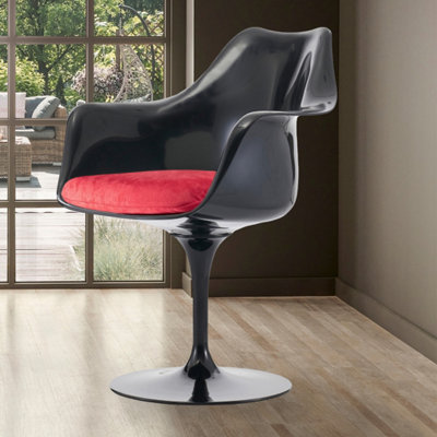 Black Tulip Armchair with Luxurious Cushion Raspberry | DIY at B&Q