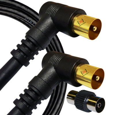 Black TV Aerial Cable 2m with Gold Plated Connectors