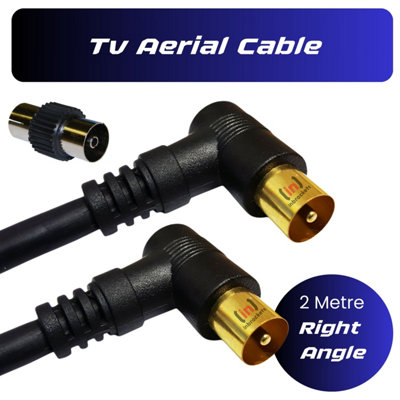 Black TV Aerial Cable 2m with Gold Plated Connectors