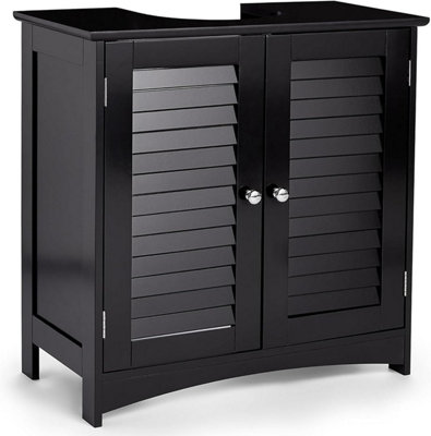 Black Under Sink Storage Cabinet Freestanding Bathroom Cupboard with ...