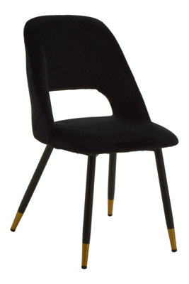 Black Velvet Dining Chair, Velvet Upholstered Accent Dining Table Chair ...