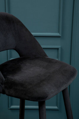 Black Velvet Dining Chair, Velvet Upholstery Accent Dining Table Chair ...
