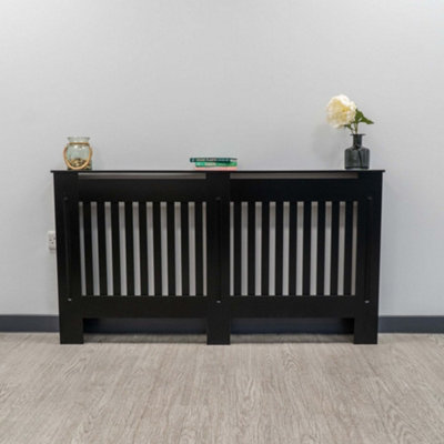 Black Vertical Line Design Radiator Cover - Large