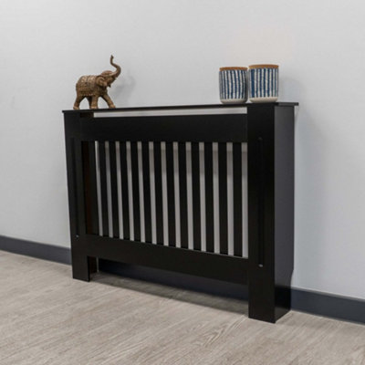 Black Vertical Slat MDF Radiator Cover - Medium - 112cm (W) x 81.5cm (H ...