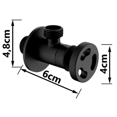Black Wall Mounted Angled Isolation Valve Round 1/2