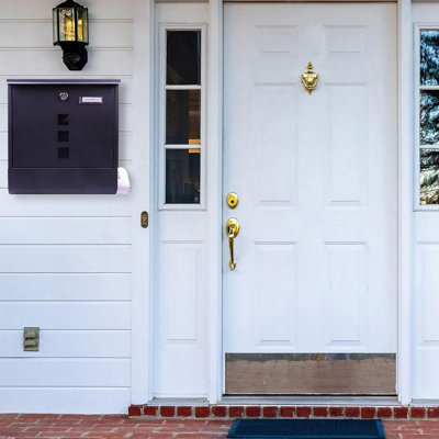 Black Wall Mounted Lockable Letterbox - Stainless Steel Mail Box with ...