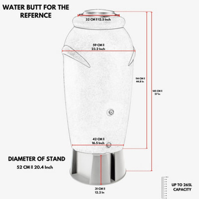 Black Water Butt Stand for Rain Water Collectors (31 cm x 52 cm ...