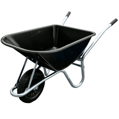 Black Wheelbarrow - Plastic Wheelbarrow Professional Garden Barrow - TaskBarrow 110 Litre
