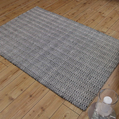 Black/White Classic Abstract Modern Handmade Easy to Clean Rug For ...