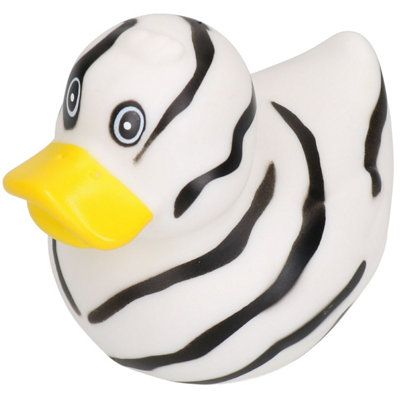 Black & White Rubber Vinyl Squeaky Duck Dog Toy With Internal Squeak ...