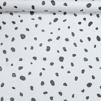 Black & White Wallpaper Dalmatian Spot Dot Pattern Smooth Thick Paste ...