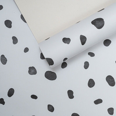 Black & White Wallpaper Dalmatian Spot Dot Pattern Smooth Thick Paste ...