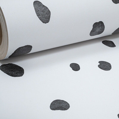 Black & White Wallpaper Dalmatian Spot Dot Pattern Smooth Thick Paste ...