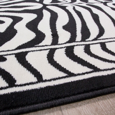 Black White Zebra Print Living Room Runner Rug 60x240cm