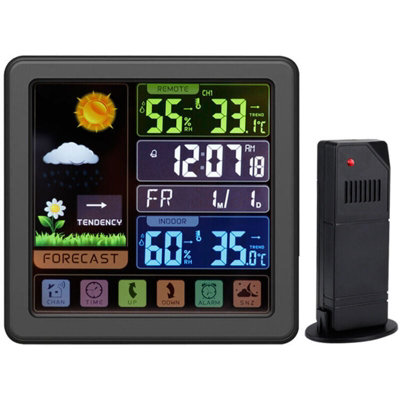 Black Wireless Color Weather Station with Full Touchscreen Wireless ...