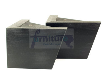 Black Wood Corner Feet 95mm High Replacement Furniture Sofa Legs Self ...