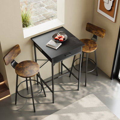 Black Wooden Bar Table with Drawer
