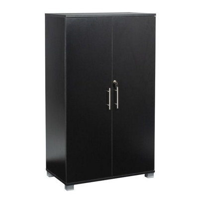 Black wooden Filing cabinet with 2 shelves - 2 Door Lockable Filing ...