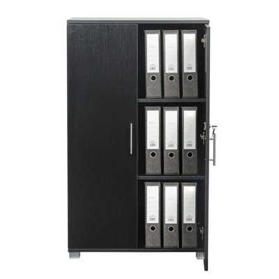 Black wooden Filing cabinet with 2 shelves - 2 Door Lockable Filing ...
