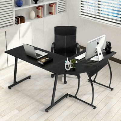 Large corner desk graphite black finish for home office piranha furniture pc 42g store