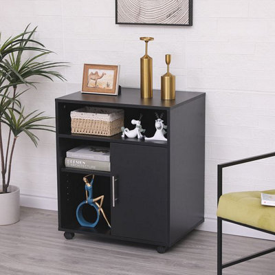 Black wooden Printer cabinet with 2 shelves and 1 Door Filing Cabinet ...