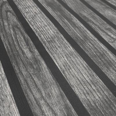 Black Wooden Slats Wallpaper Grey Textured Free Match Feature Wall