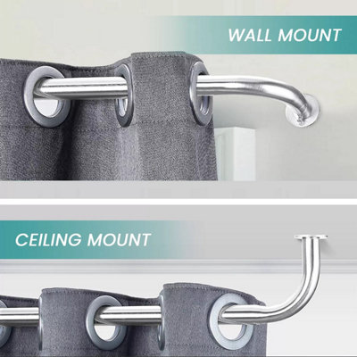 Blackout Extendable Metal Curtain Pole 28mm Extra Long & Durable Chrome ...