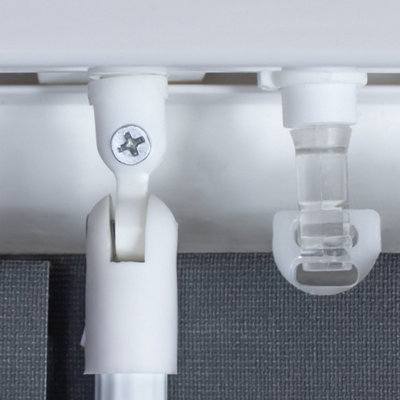 Blackout Plain Vertical Blind Complete 120cm, Grey, Long Drop