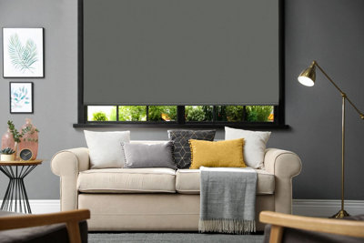 Blackout Trimmable Roller Blind Charcoal 90 x 165cm