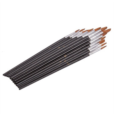 Blackspur 12pc Wooden Artist's Paint Brush Set - Black