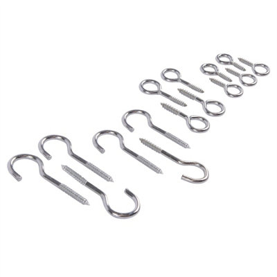 Blackspur - 15pc Galvanised Iron Screw Hooks Set - 4 Sizes | DIY at B&Q