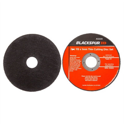 Blackspur 2pc Thin Cutting Disc Set - 115mm x 1mm (4.5") | DIY at B&Q