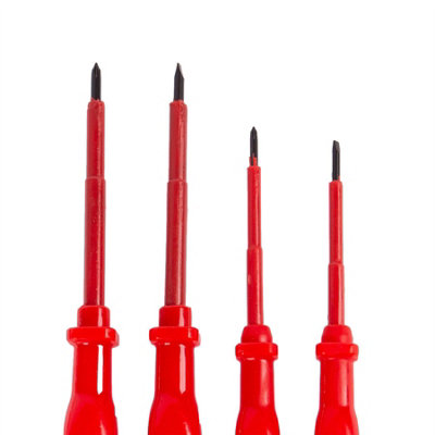 Blackspur 4pc Carbon Steel Insulated Screwdriver Set - Red