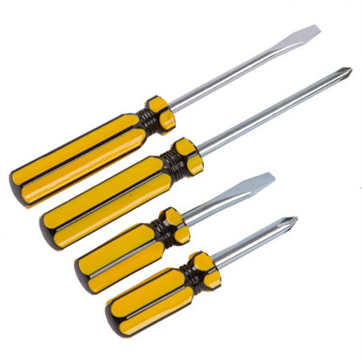 Blackspur 4pc Carbon Steel Screwdriver Set - Yellow