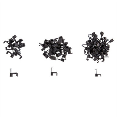 Blackspur 80pc Plastic Cable Clips Set - 3 Sizes - Black