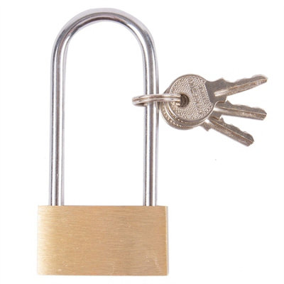 Blackspur Brass Long Shackle Padlock - 4cm | DIY at B&Q