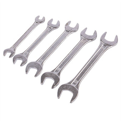 Blackspur - Carbon Steel Metric Open-End Spanner Set - 5pc | DIY at B&Q