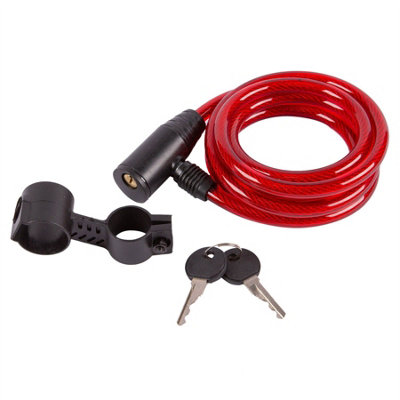 Blackspur - Heavy-Duty Cable Lock & Bracket - 1.8m - Red | DIY at B&Q